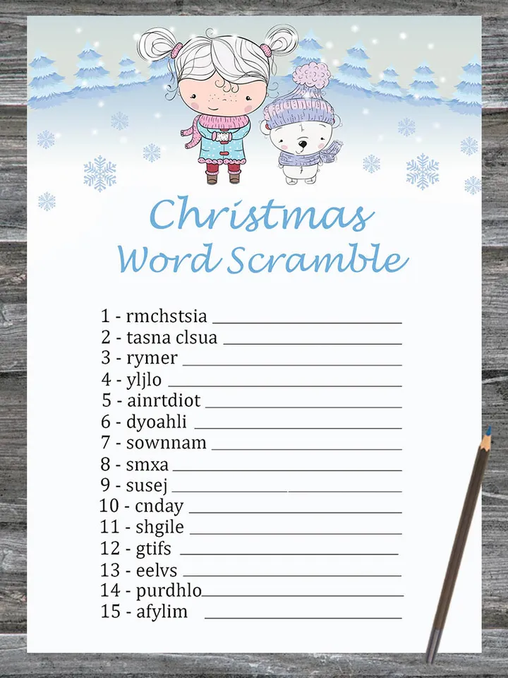 Christmas party games,Christmas Word Scramble Game Printable,Polar bear ...