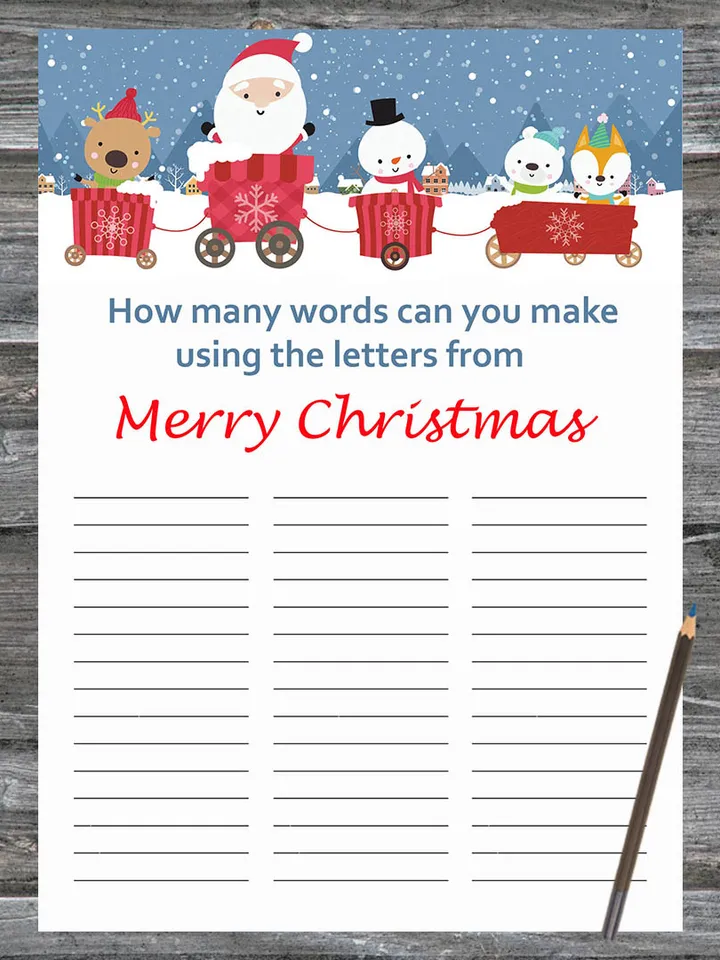 Christmas party games,How Many Words Can You Make From Merry Christmas ...