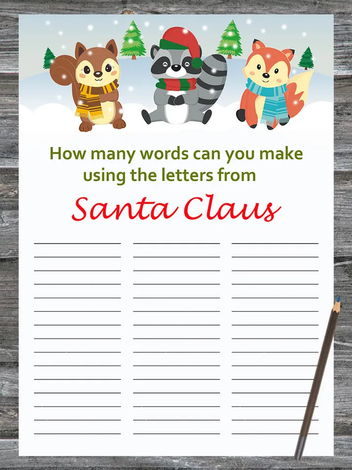 Christmas party games,How Many Words Can You Make From Santa Claus ...
