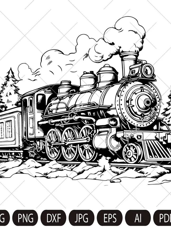 Steam locomotive retro vector,Old train svg,Locomotive svg,Locomotive ...