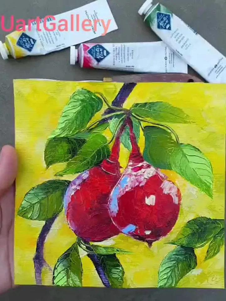 Fruit tree painting, Acrylic fruit painting, Lemon painting, Kitchen ...