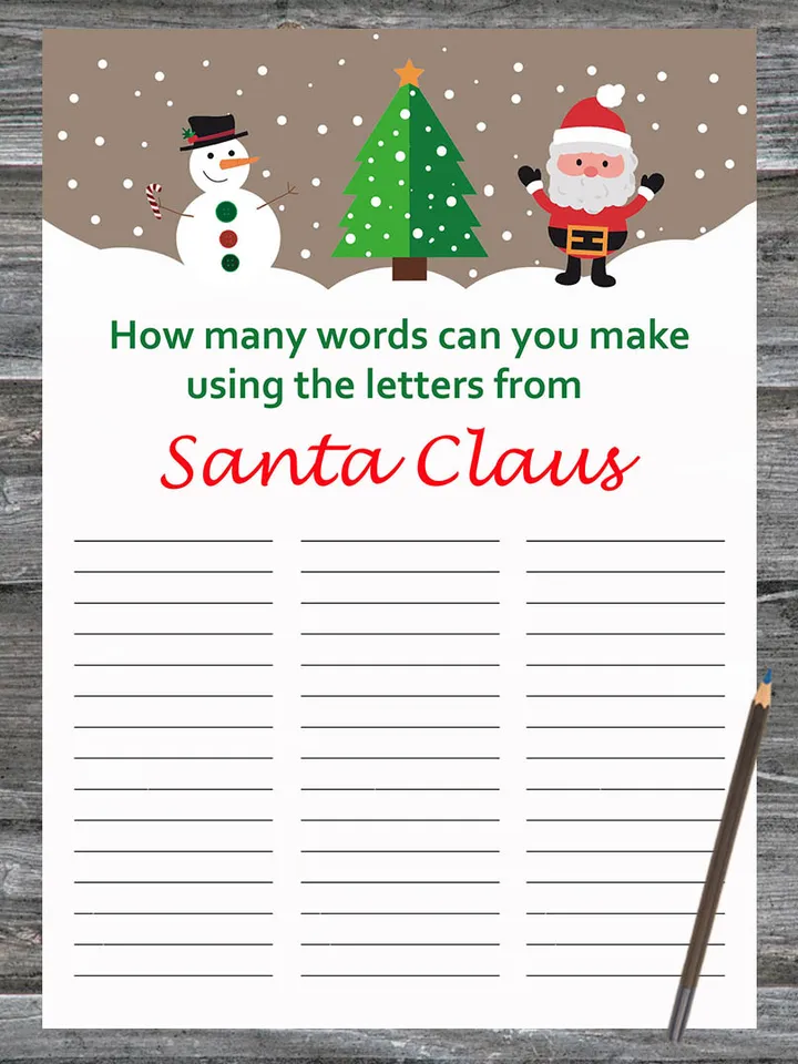 Christmas party games,How Many Words Can You Make From Santa Claus ...