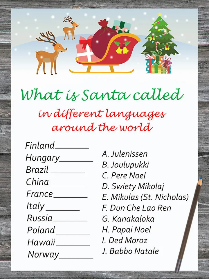 Christmas party games,Christmas Around the World Game Printable,Santa ...