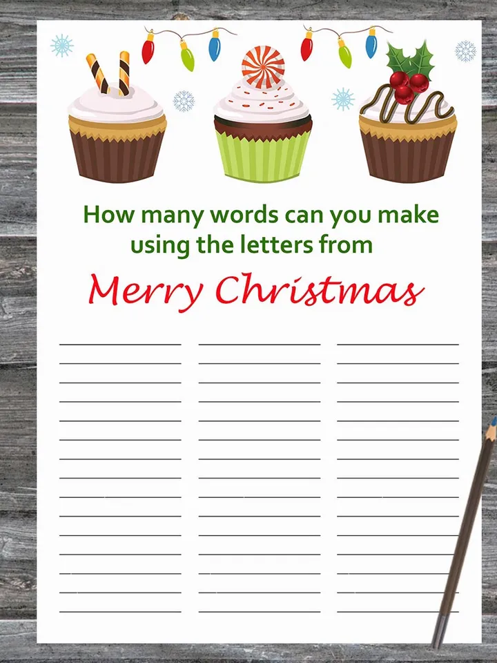 Christmas party games,How Many Words Can You Make From Merry Christmas ...