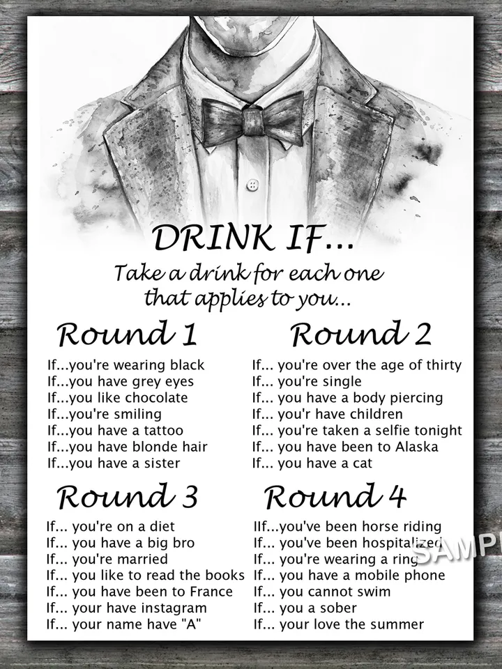 Bow Tie DRINK IF birthday game,Birthday Games for Him, Adult Birthday ...