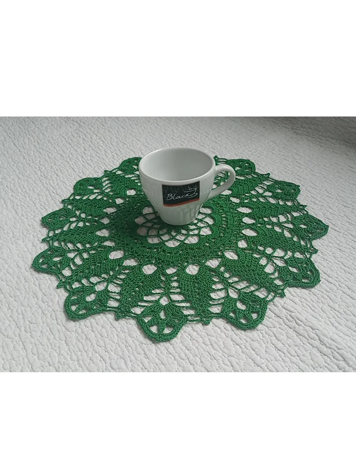 Hand Crocheted Green Doily Pineapple 13 Inch