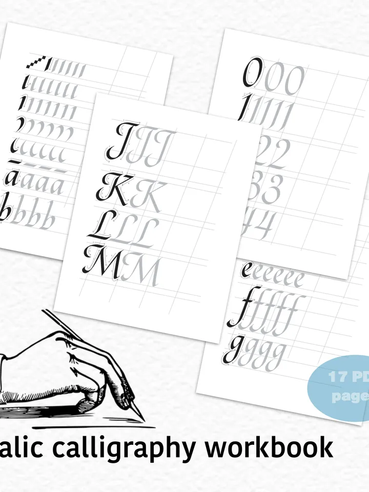 Italic Calligraphy Practice Sheet, Italic Alphabet Tracing Practice For ...