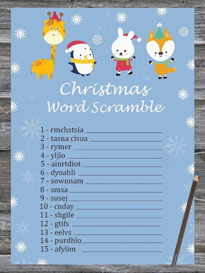 Christmas party games,Christmas Word Scramble Game Printable,Winter ...