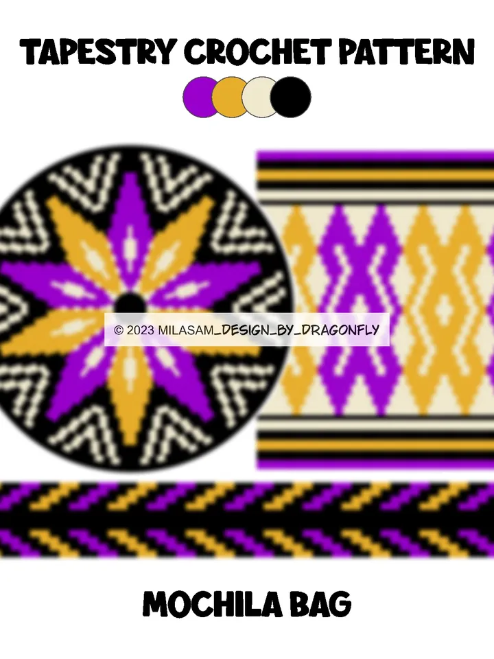 Wayuu mochila bag patterns / SET of 3 tapestry crochet patterns / 91 $5 ...