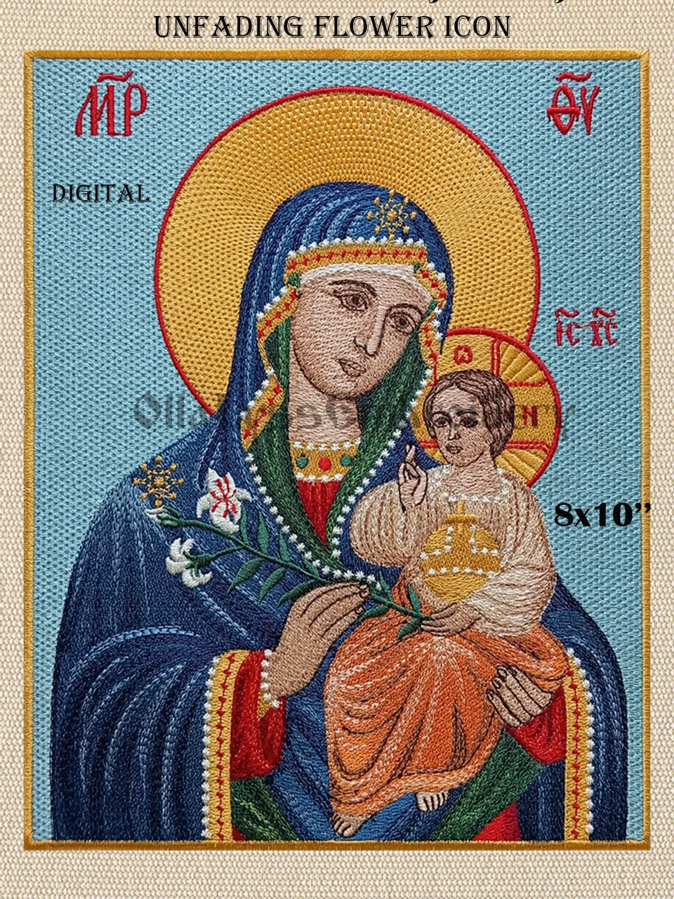 Unfading Flower icon embroidery design $70.00 | Buy online with delivery