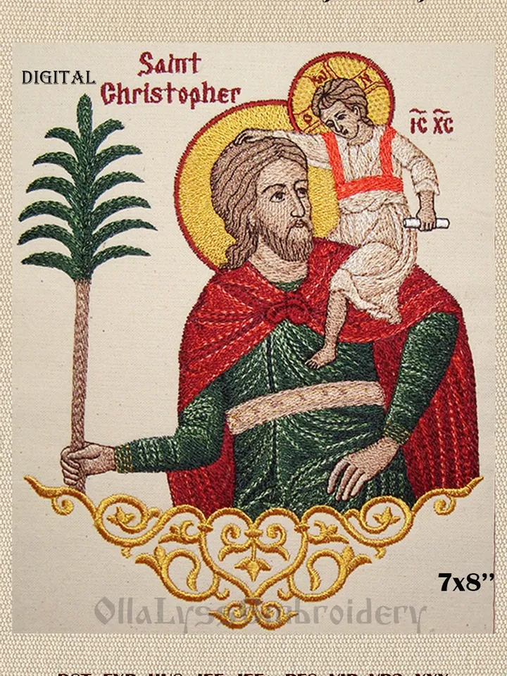 Saint Christopher machine embroidery design $60.00 | Buy online with ...