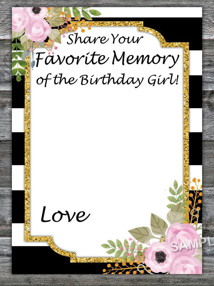 Black White Striped Favorite Memory of the Birthday Girl,Adult Birthday ...