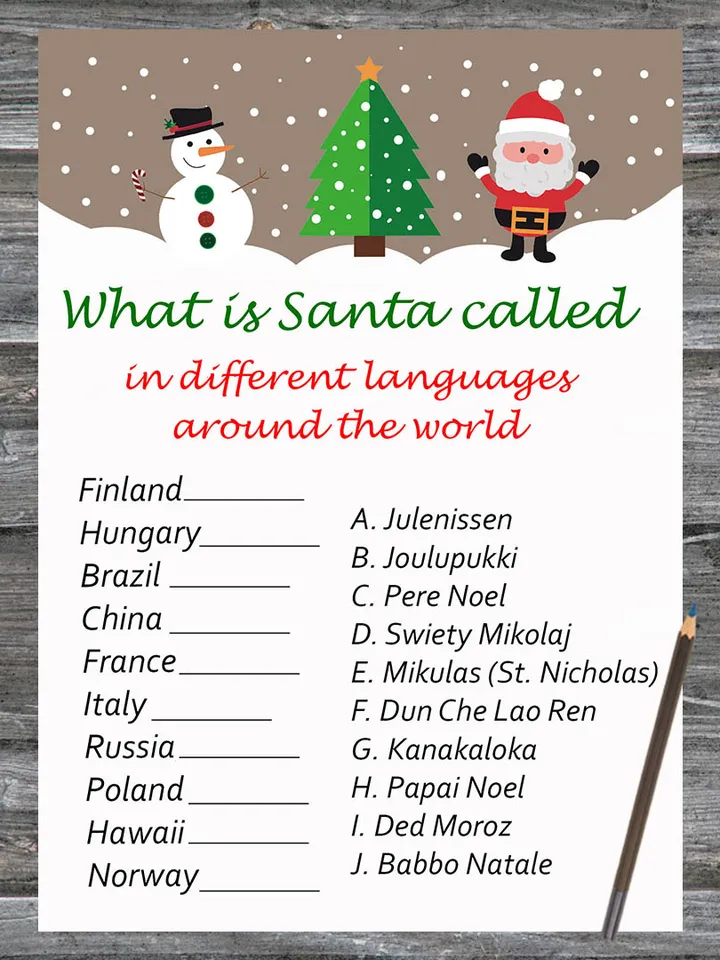 Christmas party games,Christmas Around the World Game Printable,Santa ...