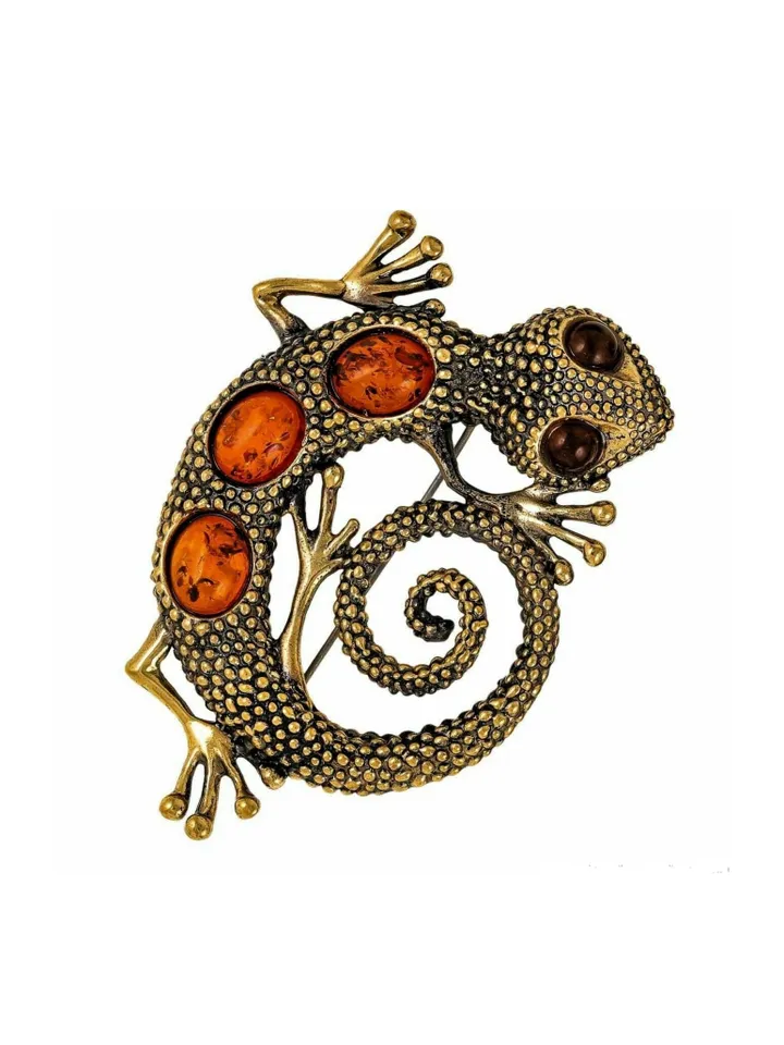 Large Lizard Brooch pin Animal brooch Jewelry for women, men Gold with ...