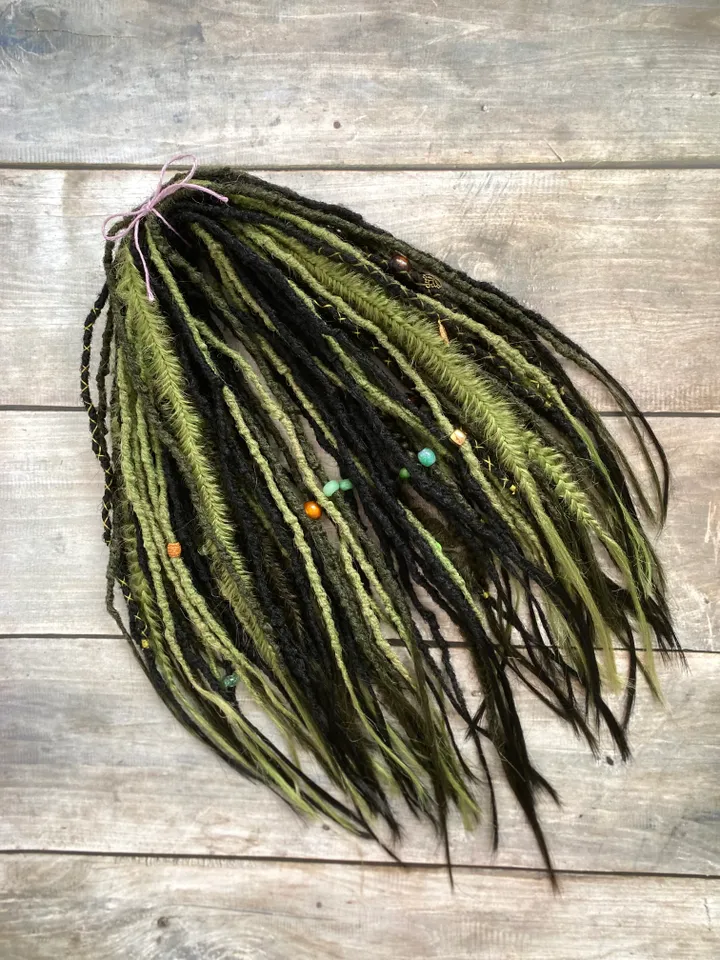 Black and forest green Double Ended Synthetic dreadlocks, ready to ship ...