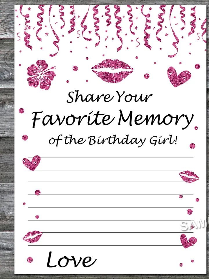 Pink glitter Favorite Memory of the Birthday Girl,Adult Birthday party ...