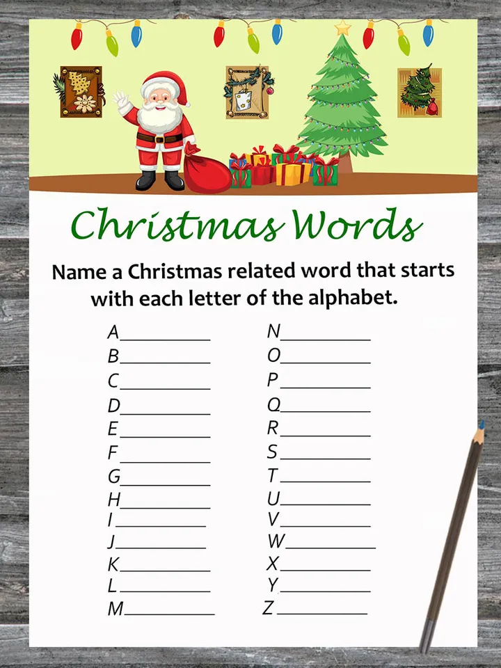 Christmas party games,Christmas Word A-Z Game Printable,Happy Santa ...