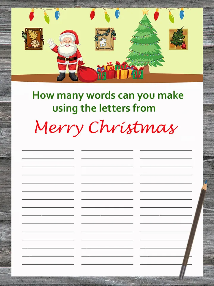 Christmas party games,How Many Words Can You Make From Merry Christmas ...
