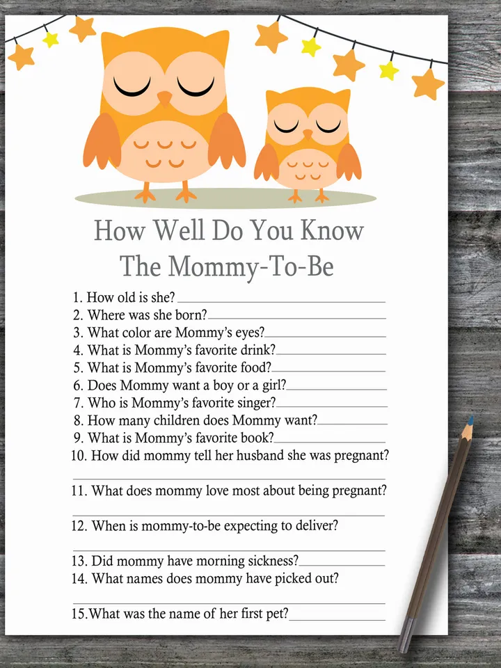 Owl Baby Shower Game Cards