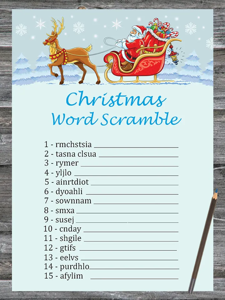 Christmas party games,Christmas Word Scramble Game Printable,Santa ...