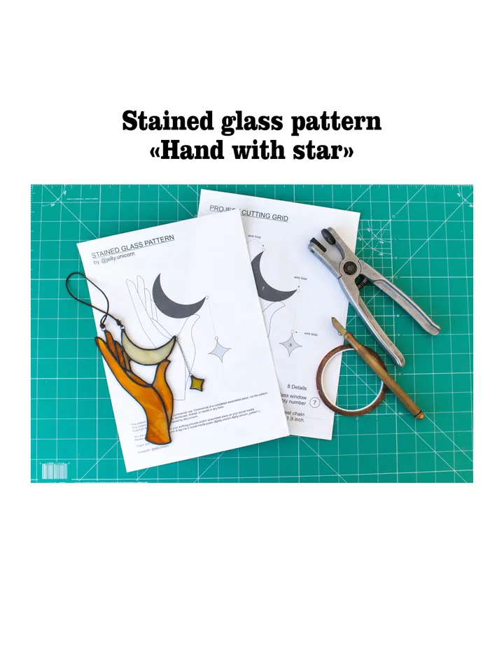 Digital stained glass pattern, Printable pattern, Stained glass pattern ...