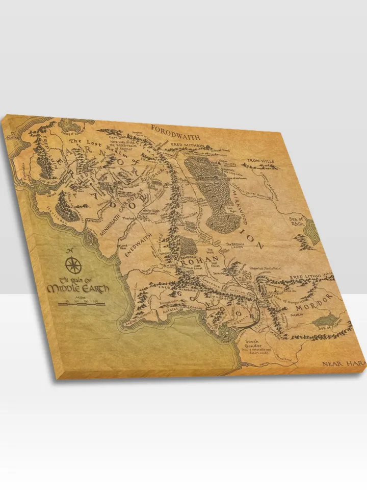 Middle Earth Map Frame Canvas Print, Wall Art Home Decor Poster $24.00 ...