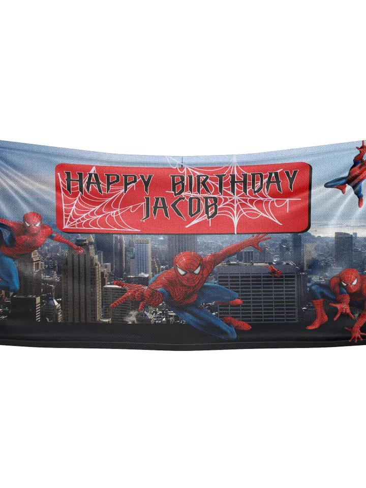 Spider-Man Birthday Banner Personalized Party Backdrop Decoration ...