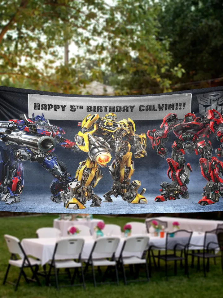 Transformers Birthday Banner Personalized Party Backdrop Decoration ...