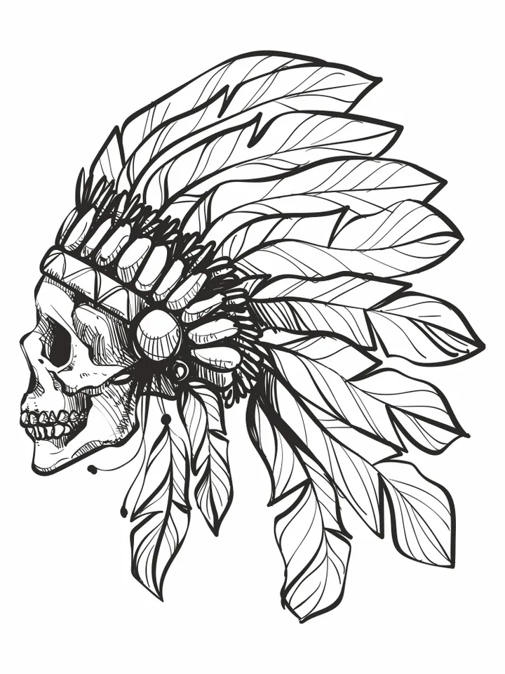 Handdrawn skull, Skull SVG, Native American Indian Skull, apache png ...