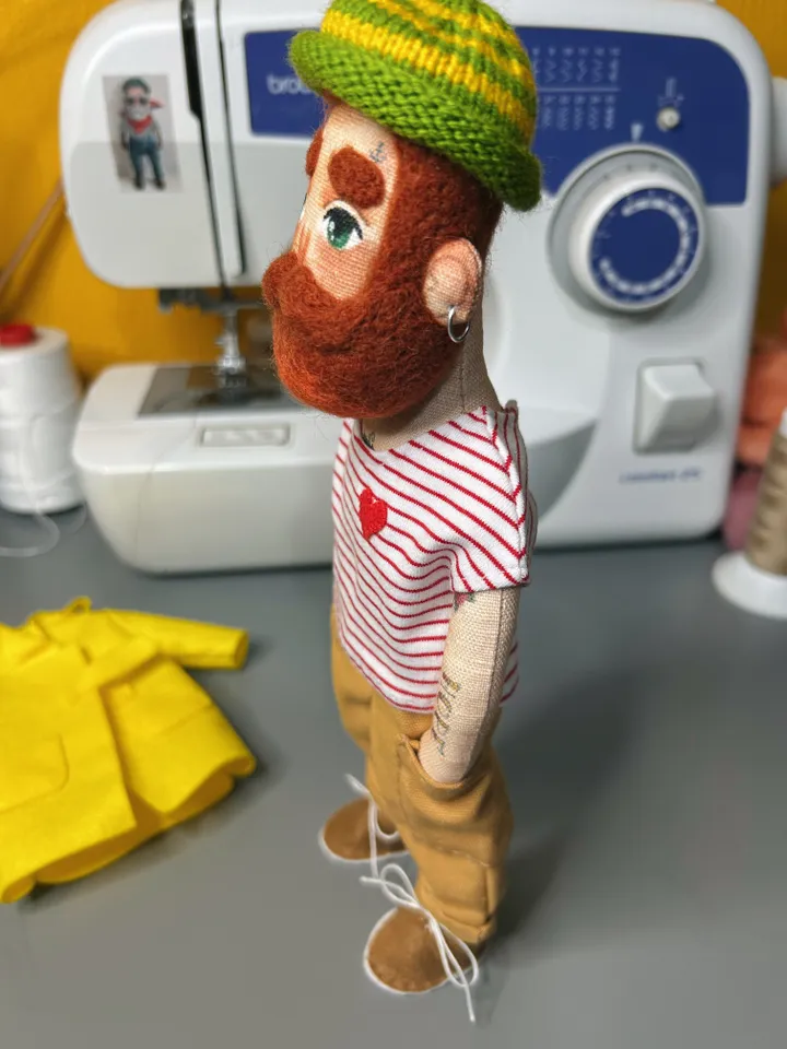 Textile doll ginger bearded sailor man with tattoo $115.00 | Buy online ...