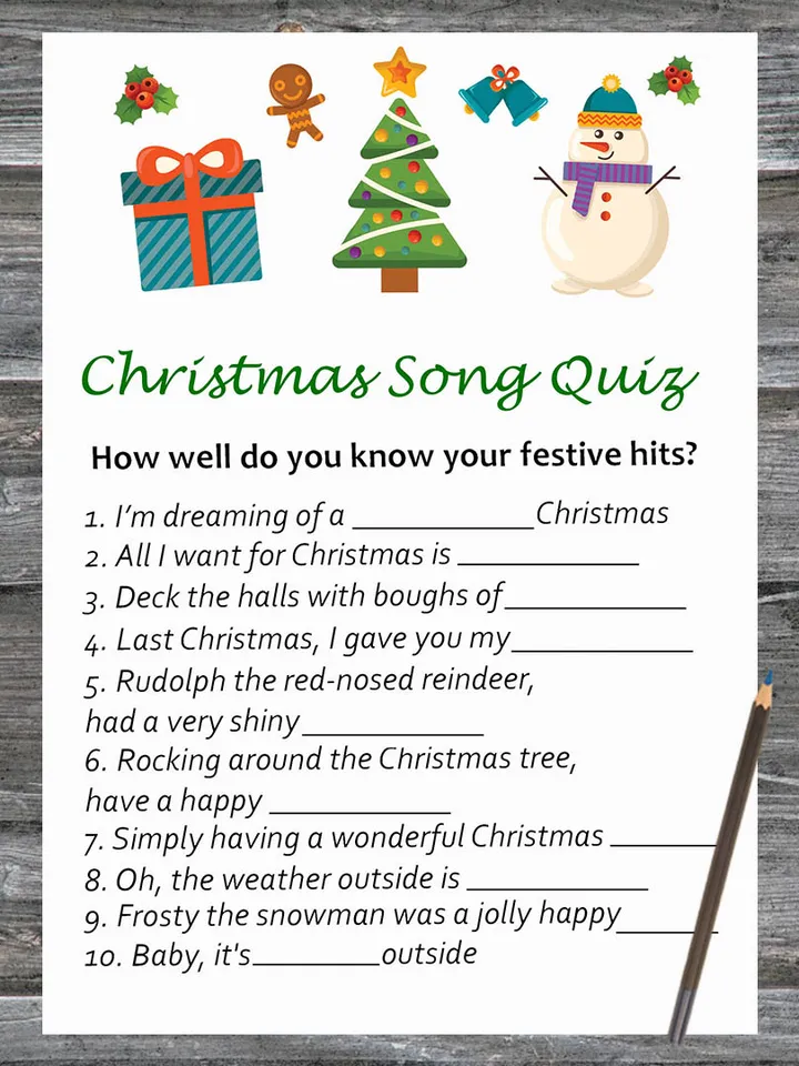 Christmas party games,Christmas Song Trivia Game Printable,Snowman and ...