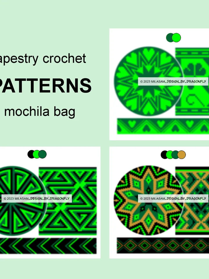 Wayuu mochila bag patterns / SET of 3 tapestry crochet patterns / 88 $5 ...