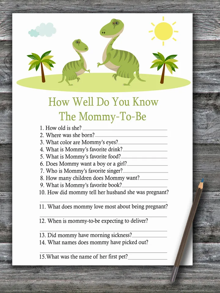 Dinosaur How well do you know baby shower game card,Dino themed Baby ...
