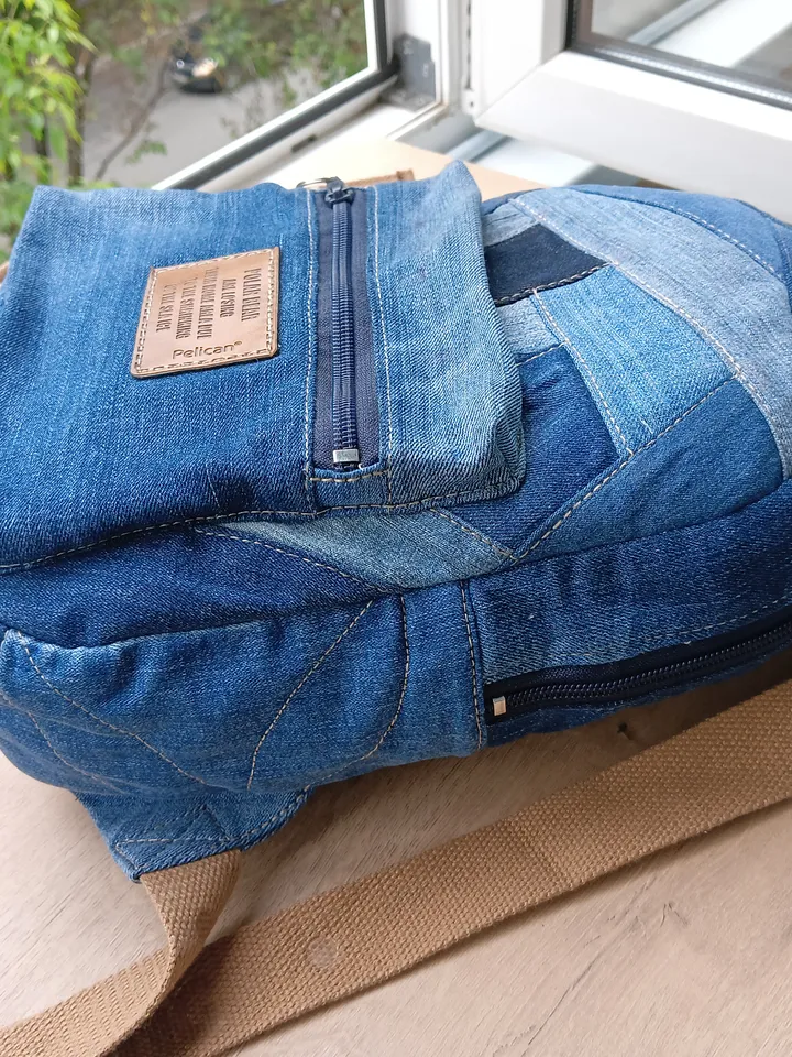 Stylish HANDMADE denim BACKPACK WITH a DEEP POCKET IN THE FRONT IN the lazy boro Patchwork STYLE ...