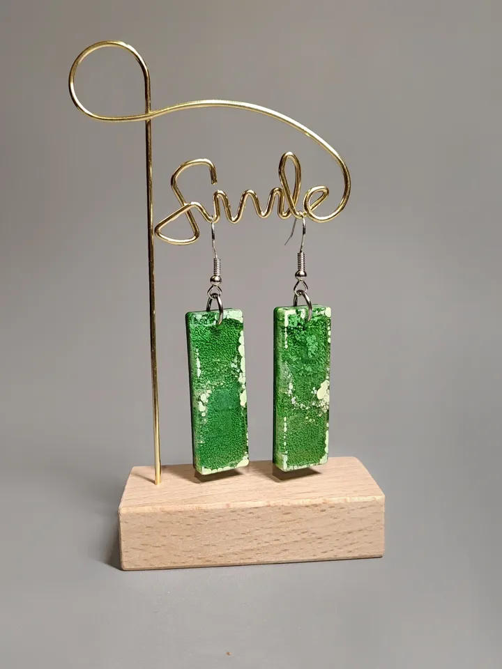 Stylish green color earrings, Epoxy earrings $25.00 | Buy online with ...