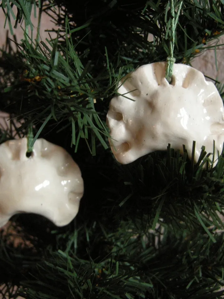 Ceramic pierogies. Cristmas tree ornament