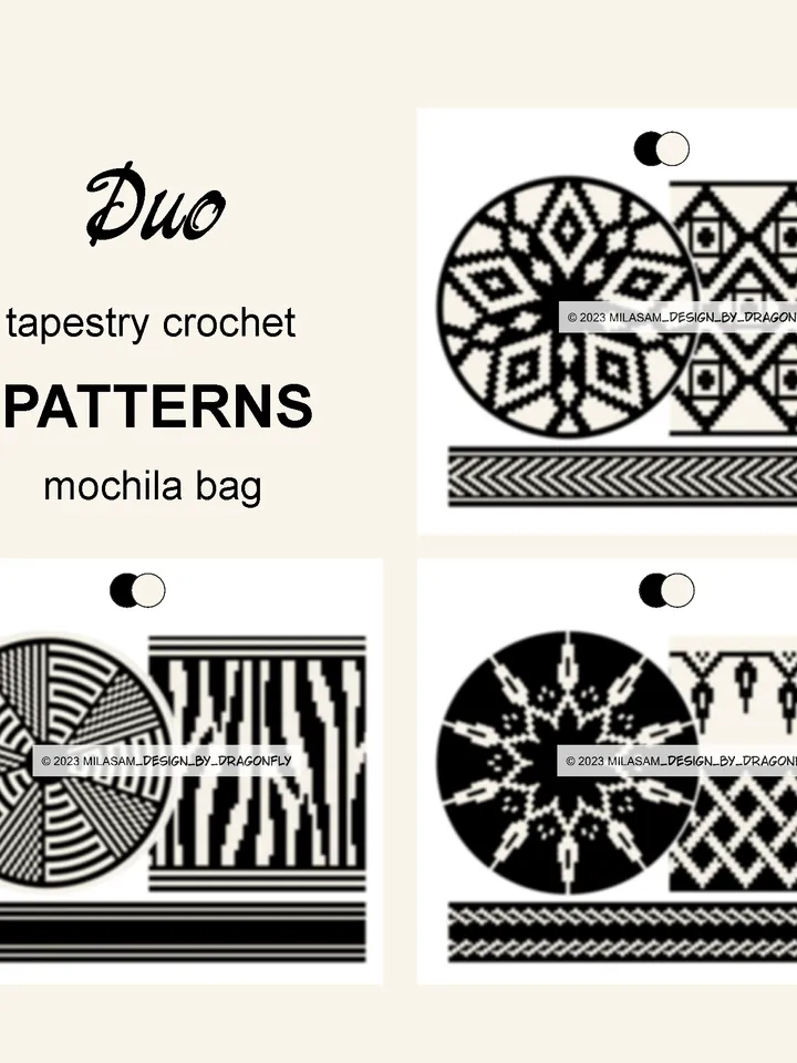 3 CROCHET PATTERNS PDF/ Tapestry crochet bag / wayuu mochila bag / SET ...
