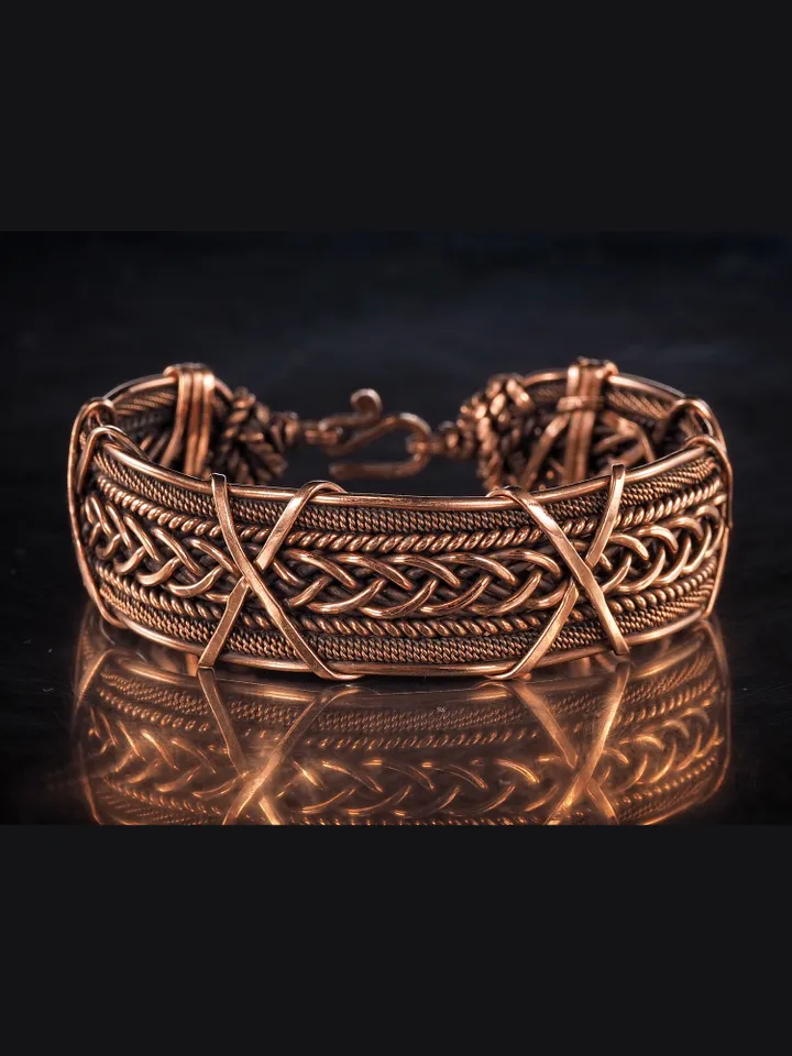 Woven copper wire bracelet Antique style handcrafted copper jewelry ...