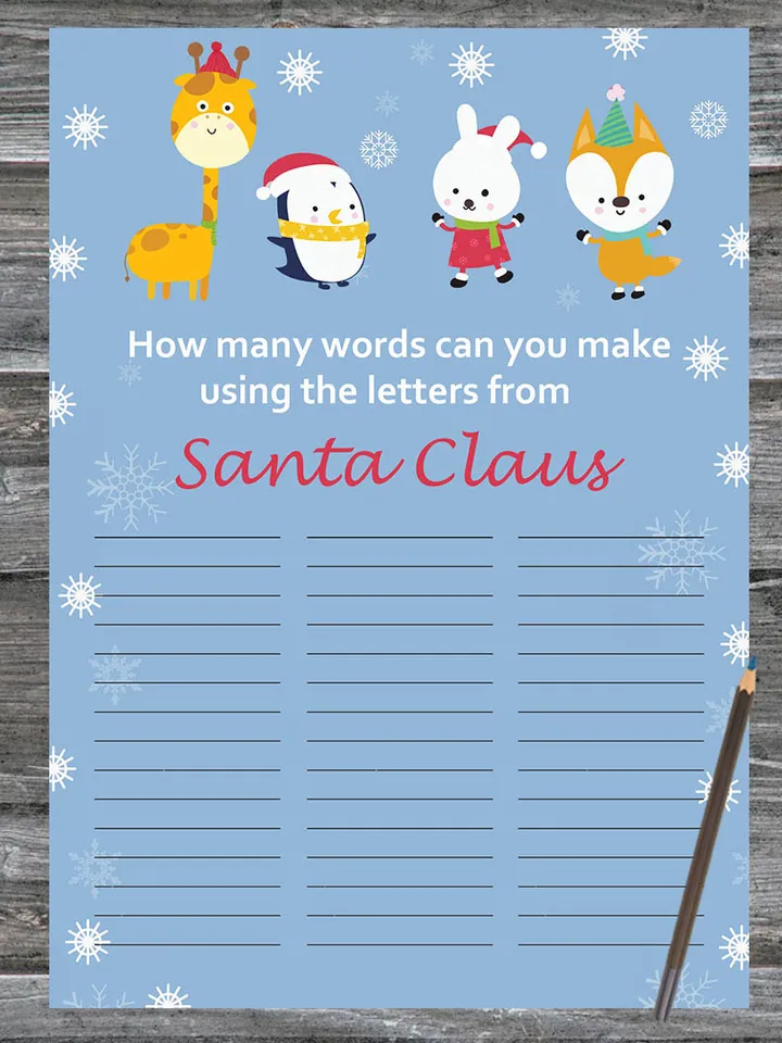 Christmas party games,How Many Words Can You Make From Santa Claus ...