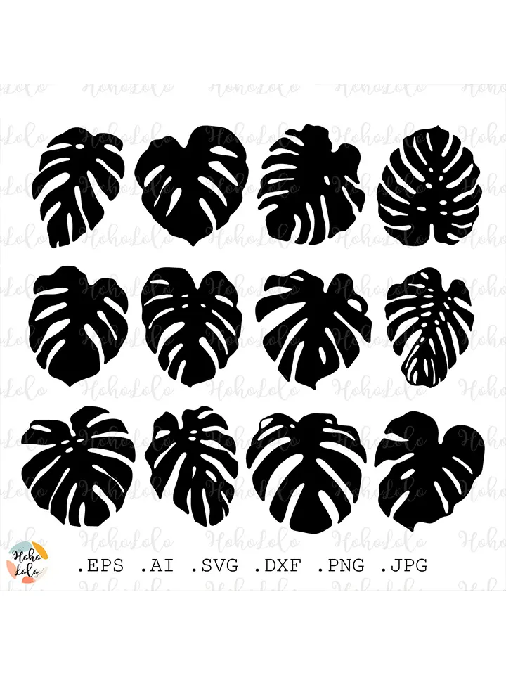 Monstera Svg, Monstera Silhouette, Monstera Stencil, Monstera Templates ...
