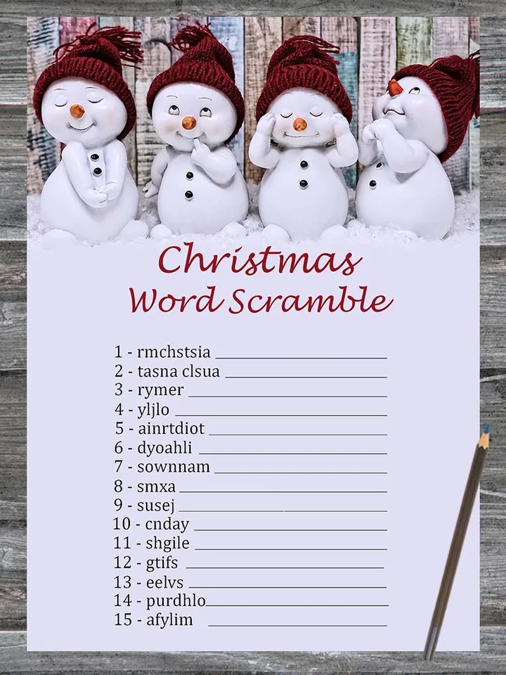 Christmas party games,Christmas Word Scramble Game Printable,Snowman ...