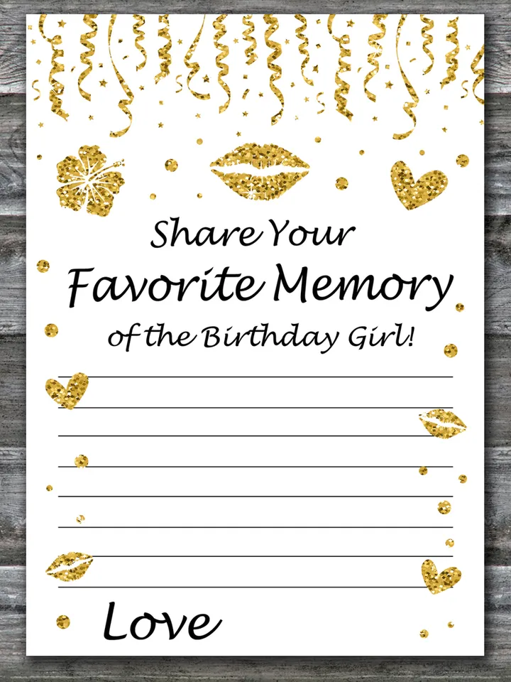 Gold glitter Favorite Memory of the Birthday Girl,Adult Birthday party ...