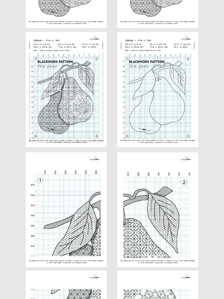PEAR - BLACKWORK pattern - Cross Stitch Pattern - Embroidery Sampler ...