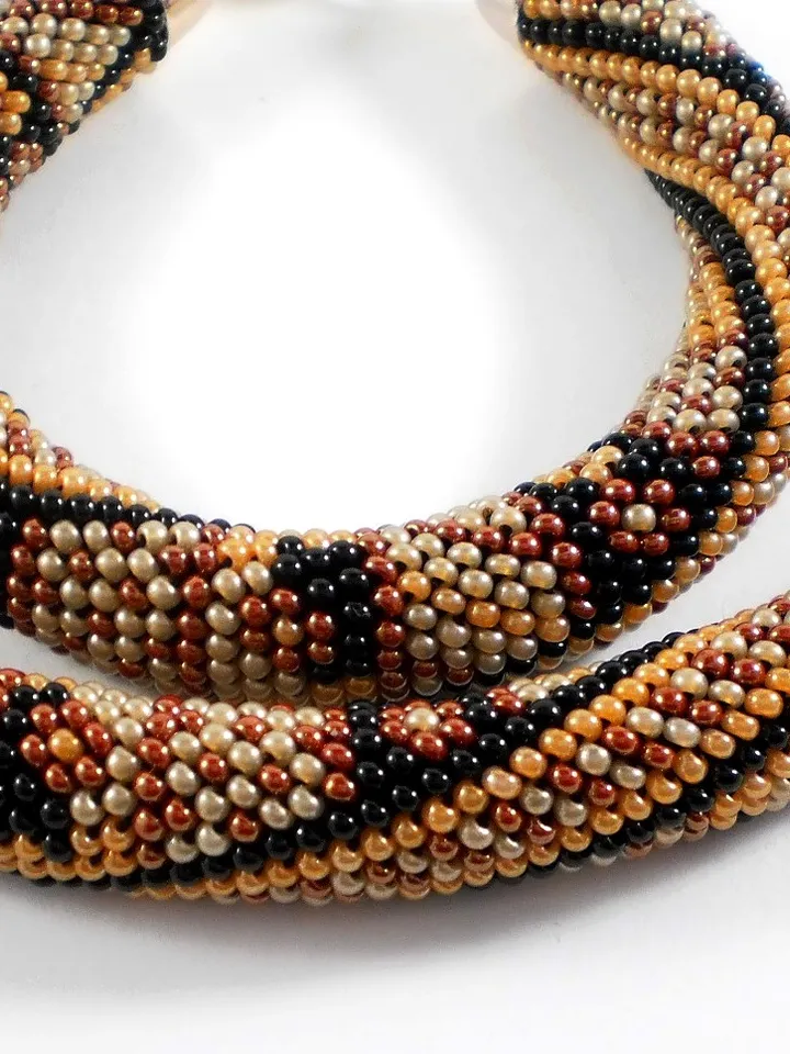 Bead Crochet rope patterns "Flower patchwork" necklace and bracelet $5. ...