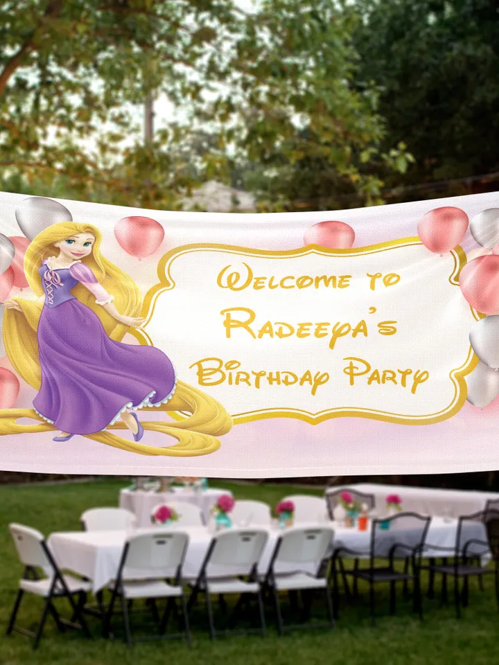 Rapunzel Birthday Banner Personalized Party Backdrop Decoration ikban57 ...