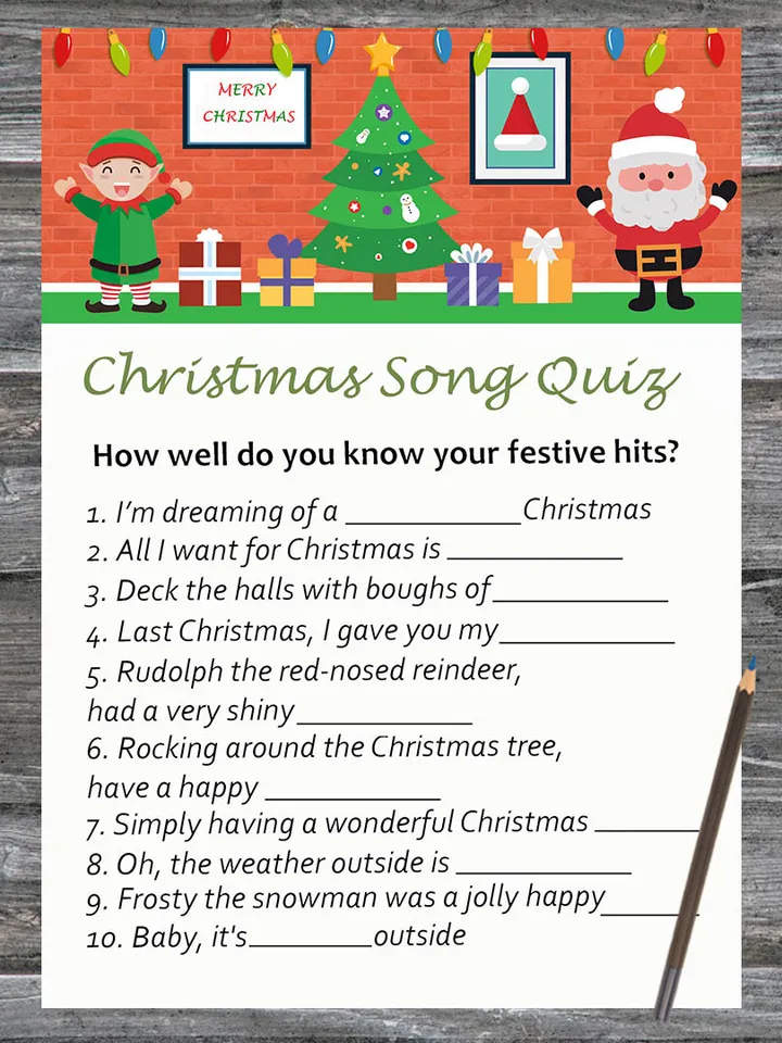Christmas party games,Christmas Song Trivia Game Printable,Happy Santa ...