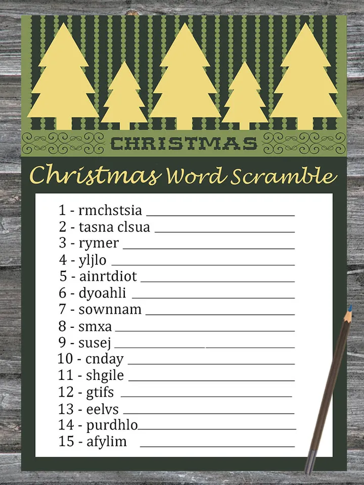 Christmas party games,Christmas Word Scramble Game Printable,Gold ...