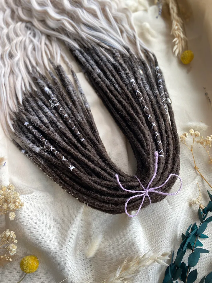 Dark brown to white ombre synthetic crochet Curly De dreadlocks, Fake ...