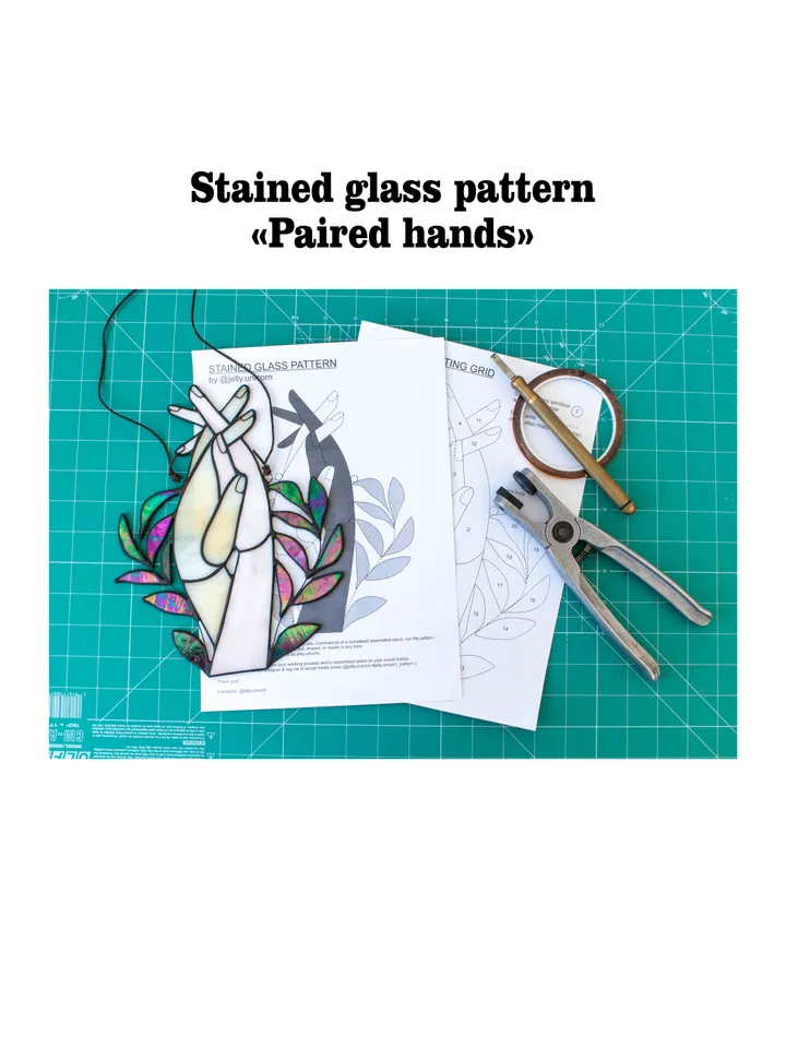 Digital stained glass pattern, Printable pattern, Stained glass pattern ...