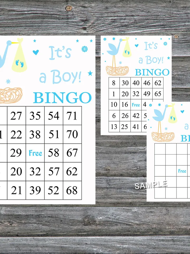 Blue Stork bingo cards,Stork nest bingo game,Stork nest printable bingo ...